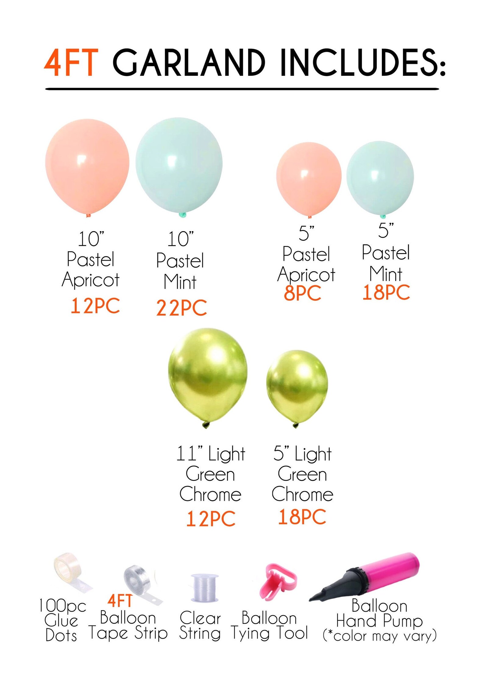 Pastel Balloon Arch in Mint Apricot Green Chrome Color Summer Ice Cream ...