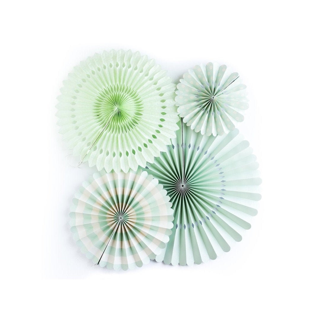 Mint Green Paper Fans Luxurious Hanging Party Decoration Large ...
