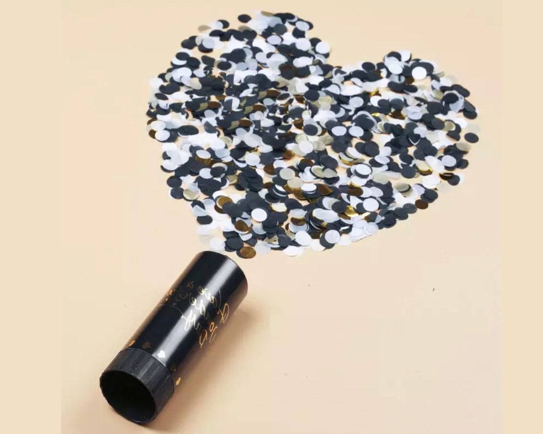 Small Confetti Cannon With Black White Gold Paper Confetti Popper for ...