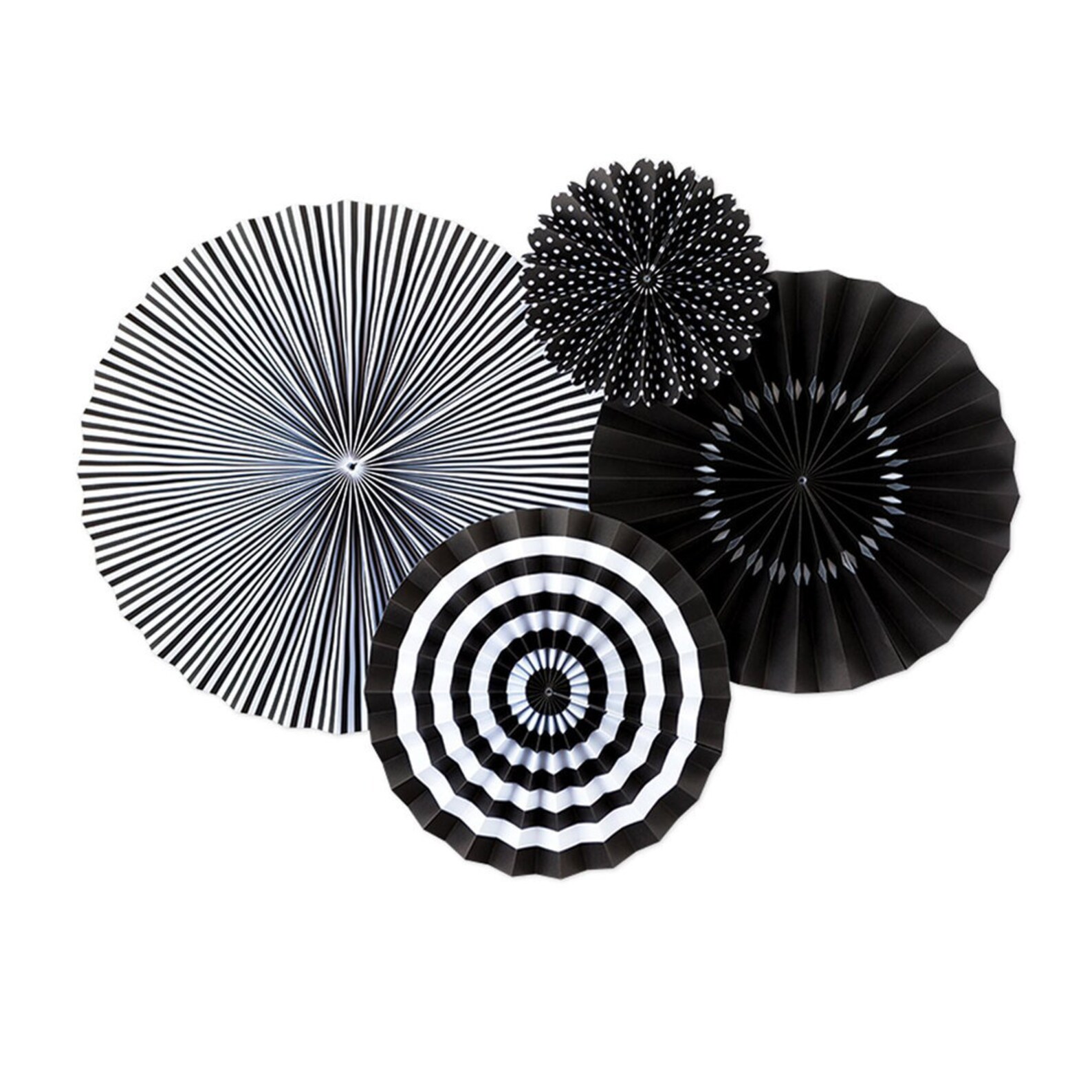 Black White Paper Fan Set Elegant Stylish Hanging Wall Ceiling Rosettes ...