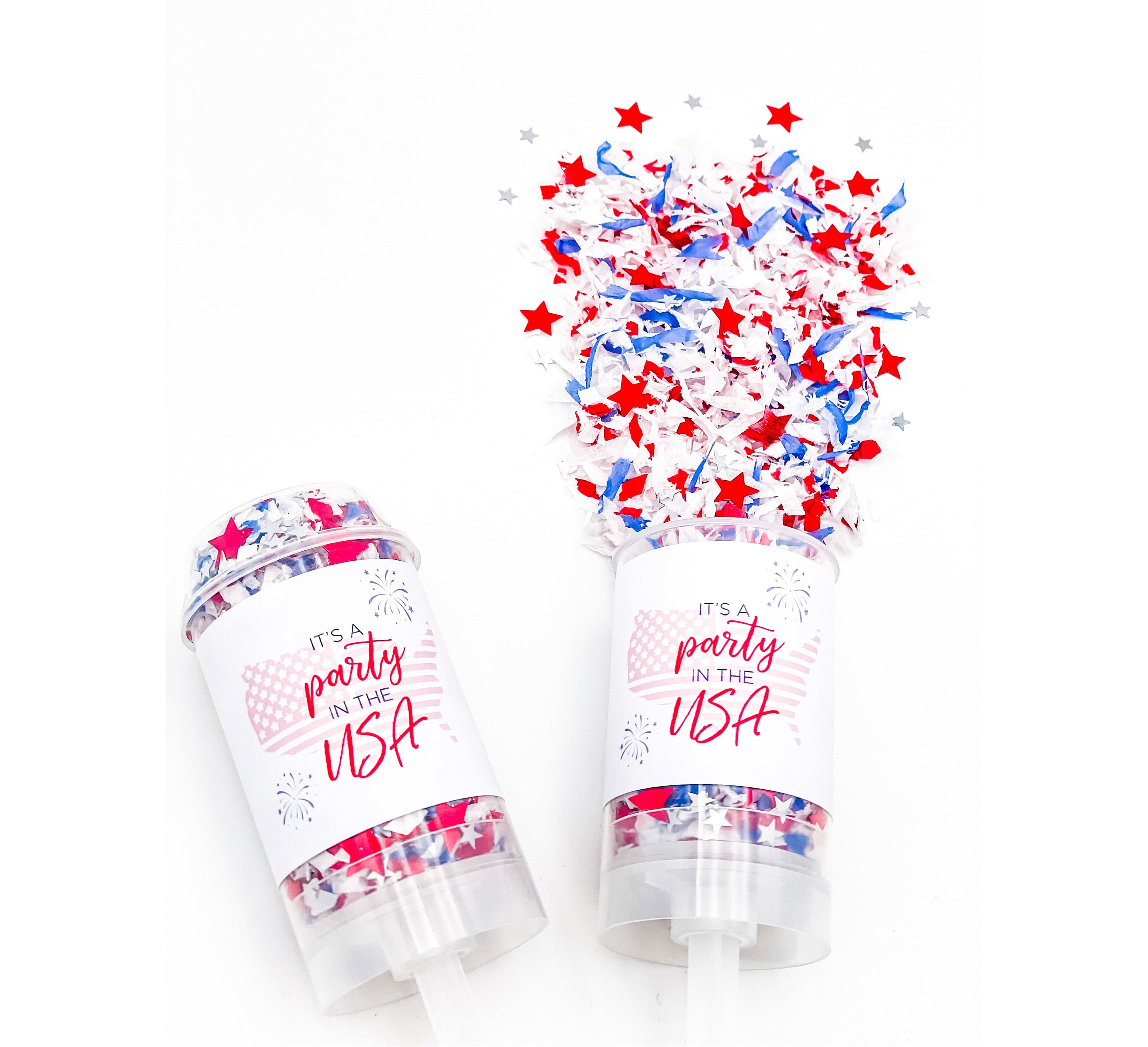 It's Party in the USA Confetti Poppers White Red Blue Tissue Confetti ...