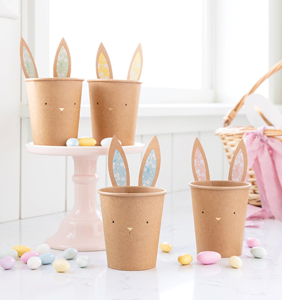 Craft Paper Cups With Bunny Ears for Easter Tableware Egg Hunt Minimal ...