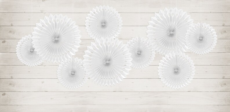 White Paper Fan Set Large Basic Party Supply Backdrop Decoration ...