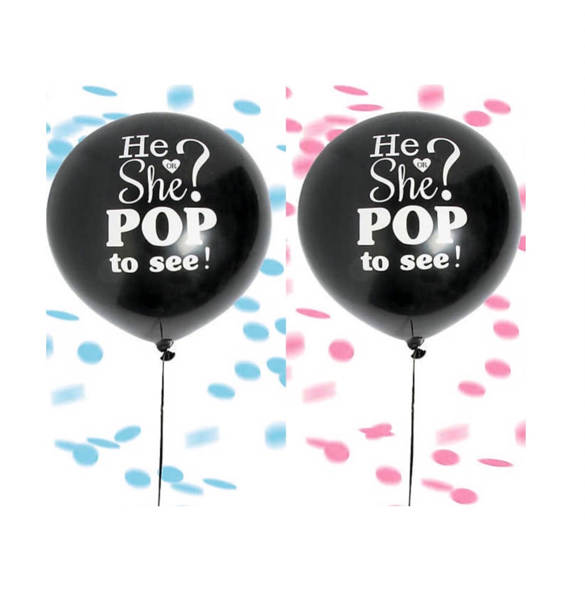 Gender Reveal Balloon He or She Pop to See Pink or Blue Confetti Filled ...