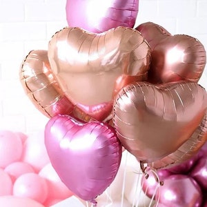 Pink Heart Balloon Bundle Matte Romantic Decoration Matte Foil Balloon ...