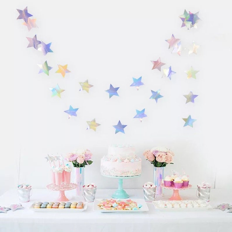 Star Garland Silver Iridescent Celestial Bunting Twinkle - Etsy