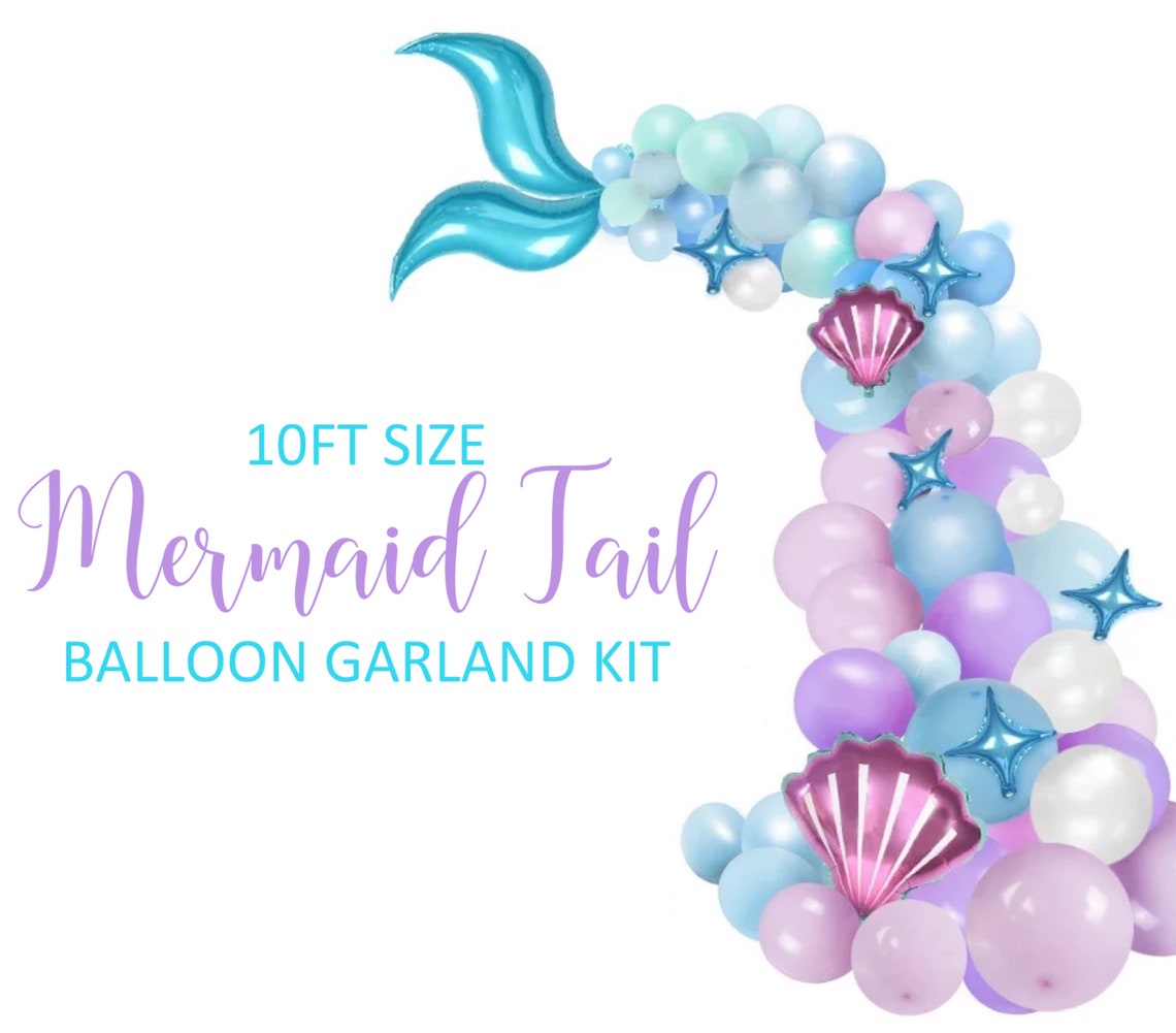 Mermaid Tail Balloon Arch Large Pastel Blue Purple Nautical Beach ...
