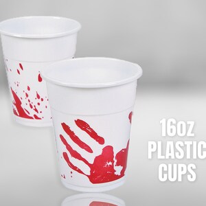 Halloween Plastic Cups With Blood Splatter Drip Design Walking Dead ...