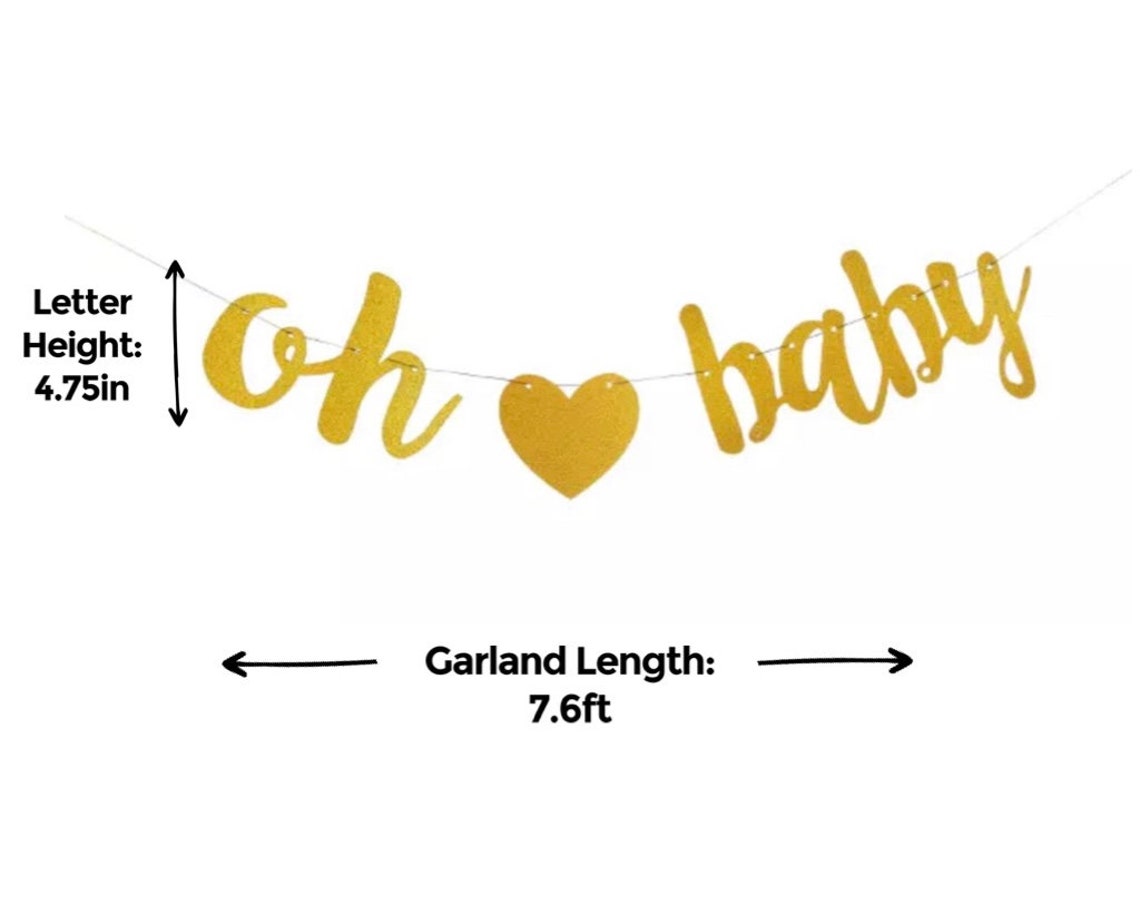Oh Baby Sign Heart Gold Glitter Banner Gender Neutral Boy Girl - Etsy
