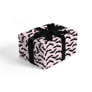 Pink Bats Gift Wrapping Paper Gothic Girlish Halloween Cute Spooky Wrap ...