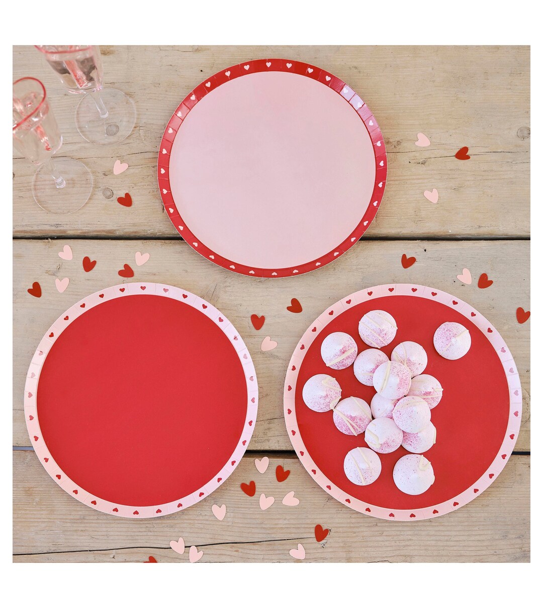 Valentines Day Plates With Heart Print Vibrant Red Pink Cute Romantic ...