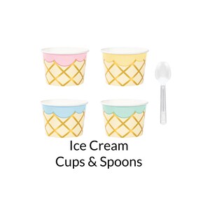 Ice Cream Bowls With Spoon Multicolor Pastel Paper Snack Cups Summer ...