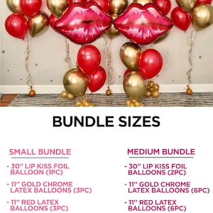 Red Lips Balloon Bundle Gold Red Round Balloon Fun Valentine’s Day ...