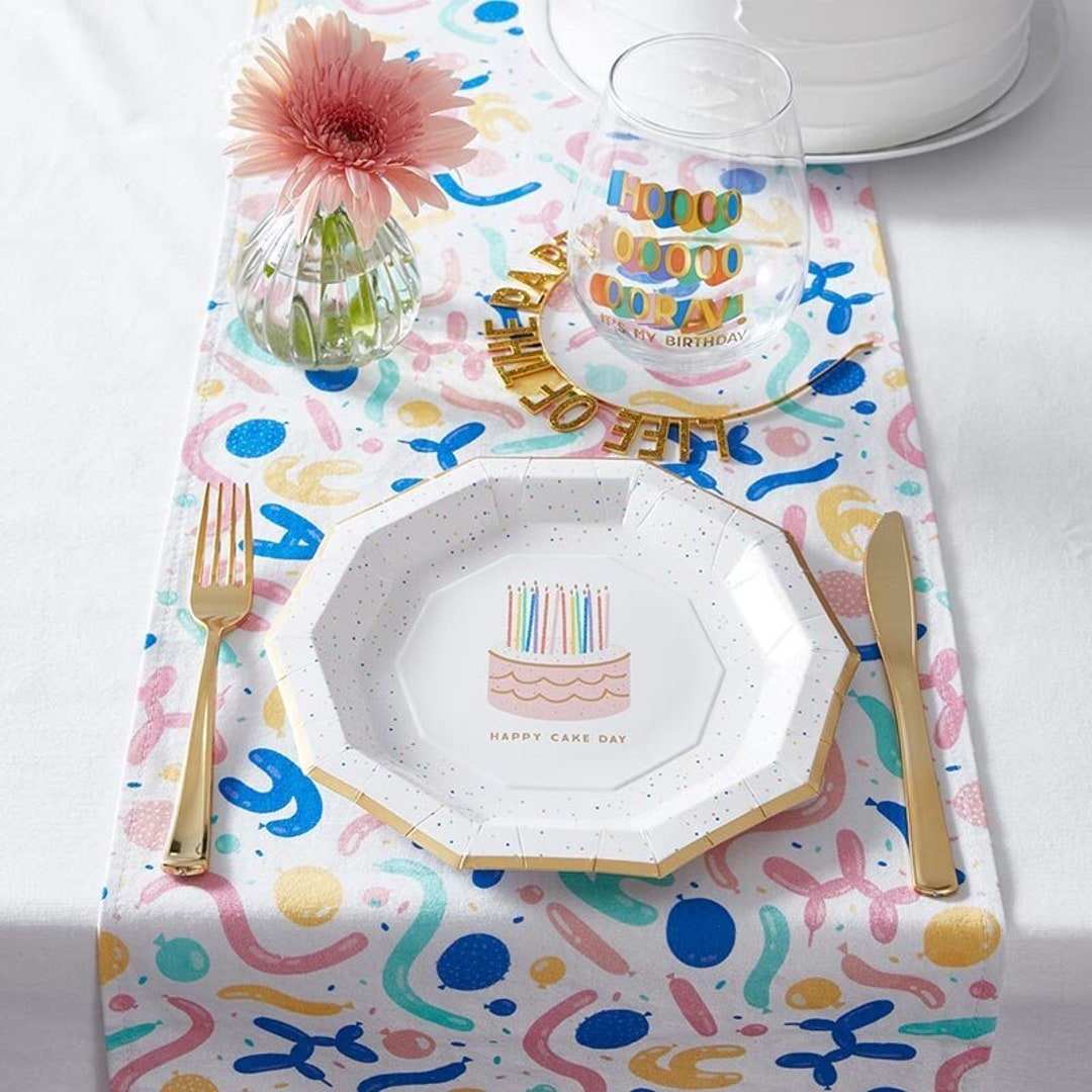 Birthday Paper Plates HAPPY CAKE DAY Minimal Whimsical Disposable Party ...