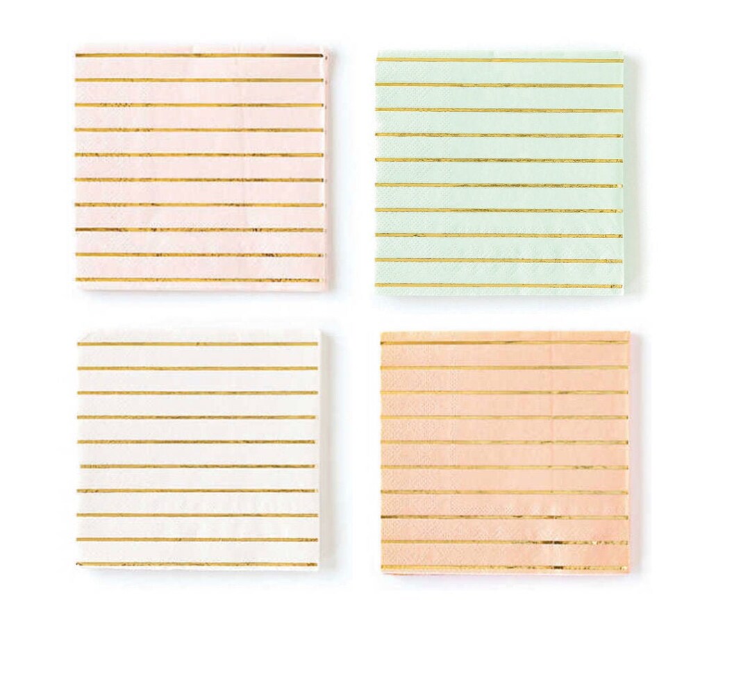 Striped Paper Napkins for Baby Shower, Cocktail Napkins Baby Shower ...