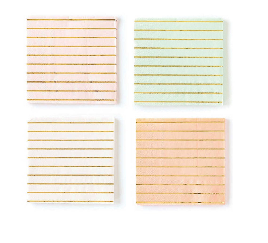 Striped Paper Napkins for Baby Shower, Cocktail Napkins Baby Shower ...