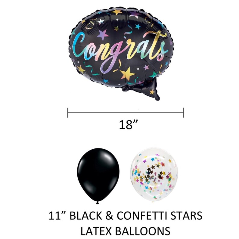 Congrats Balloon Bundle Black Confetti Trendy Congratulations Well Done ...