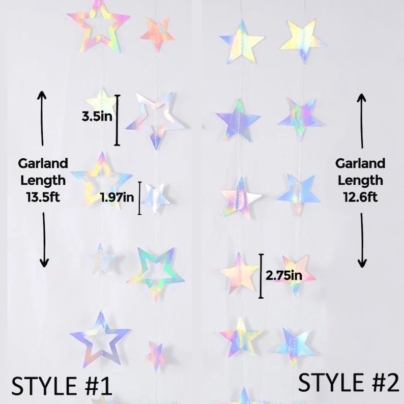 Star Garland Silver Iridescent Celestial Bunting Twinkle - Etsy