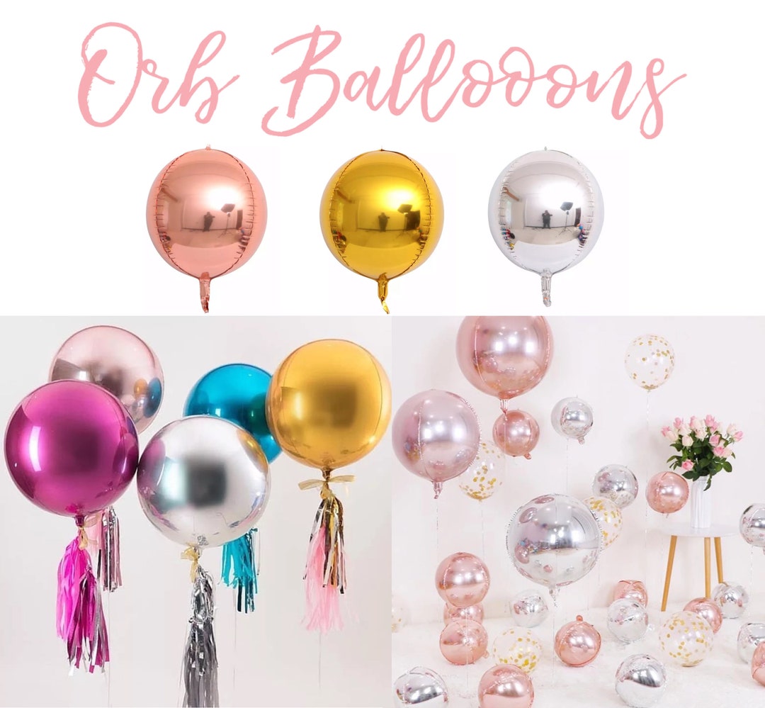 Foil Orb Balloons Large Gold Silver Rose Gold Elegant Decoration Shiney ...