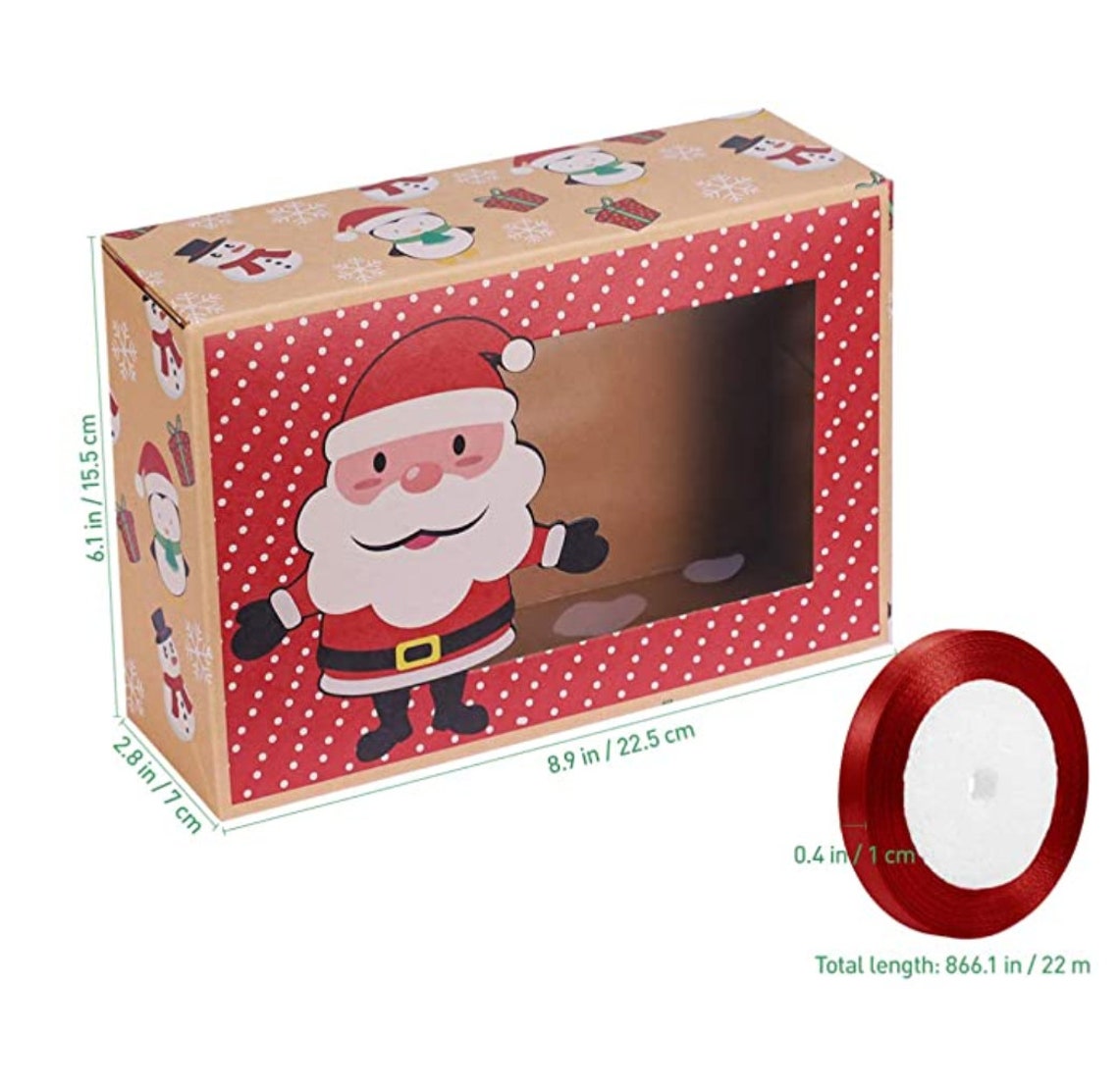 Christmas Cookie Box Set Kraft Cardboard With Window Sweet Cupcake Cake ...