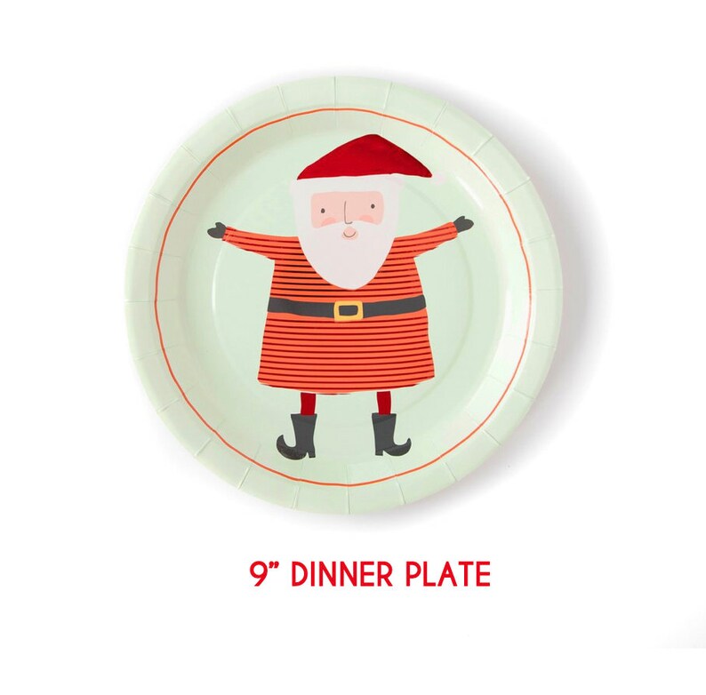 Santa Paper Plate Holiday Christmas Eve Main Course Cute Plates Festive ...