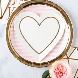 Heart Tableware Set in Cream With Gold PLATES NAPKINS CUTLERY Minimal ...