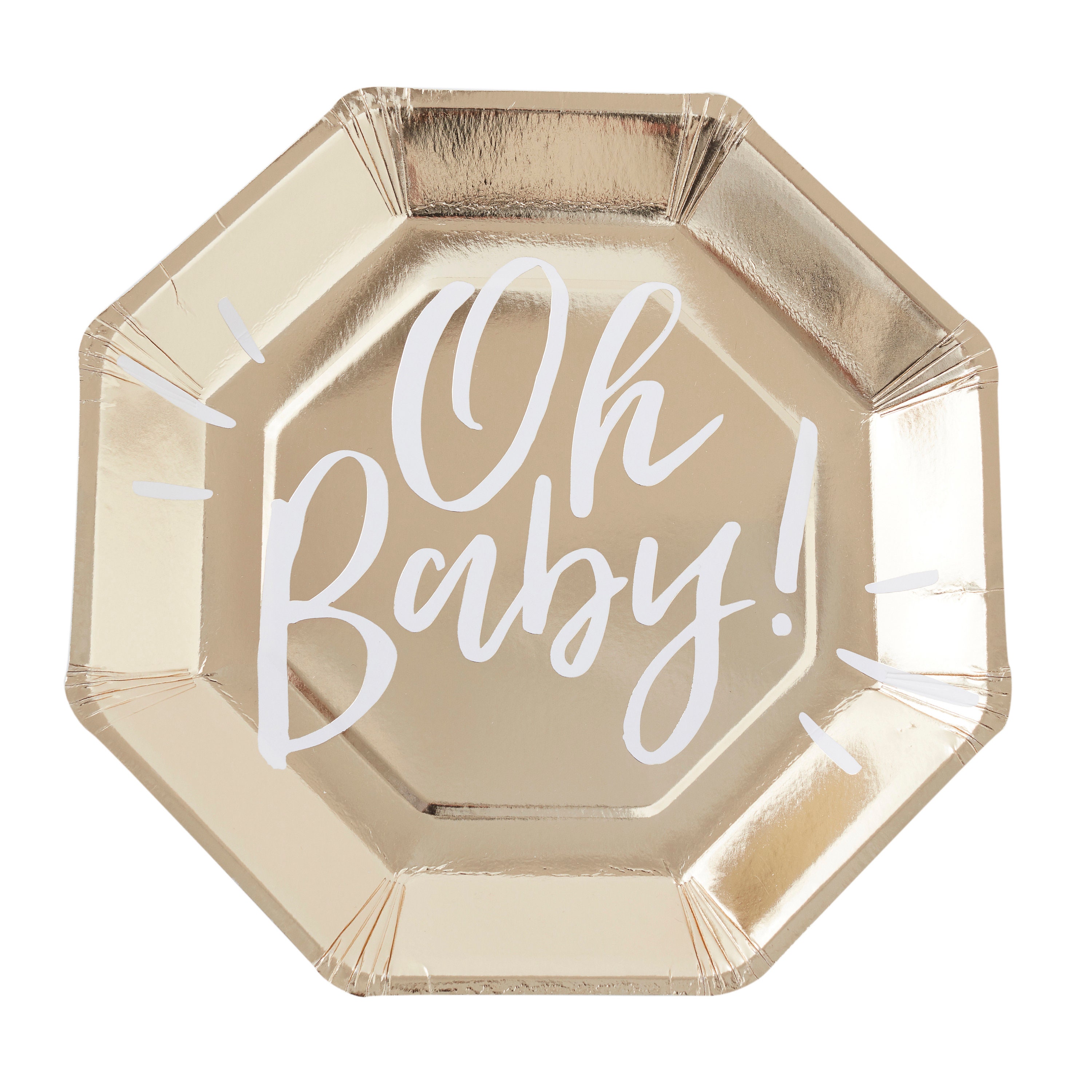Baby Shower Plates Modern Trendy Gold White OH BABY Tableware - Etsy