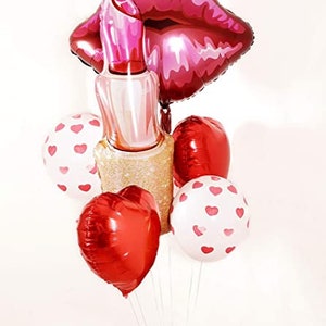 Red Lips Balloon 34" Lipstick Foil Balloon Fun Valentine’s Day ...