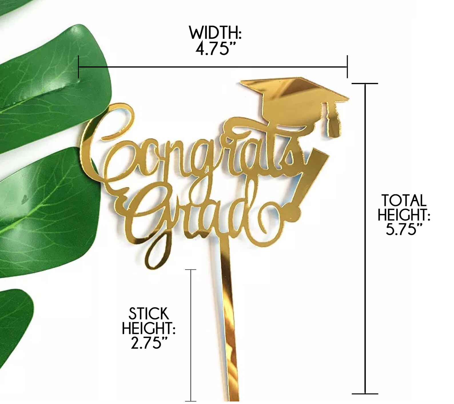 Graduation Cake Topper Congrats Grad Acrylic Gold Academic Cap - Etsy