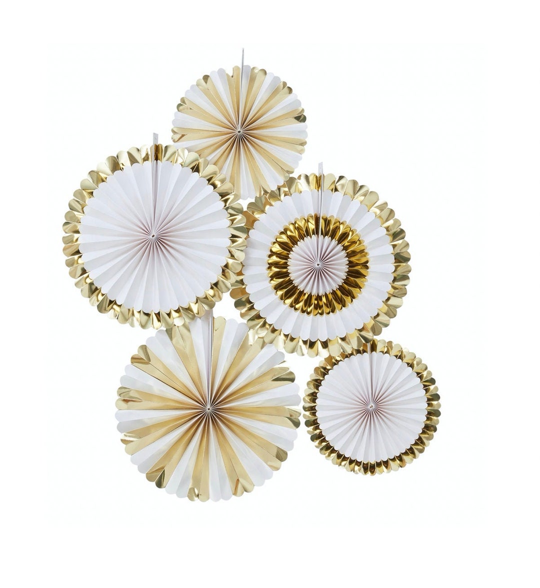 White and Gold Shower Rosette Decorations, Bridal Shower Decor, Baby ...
