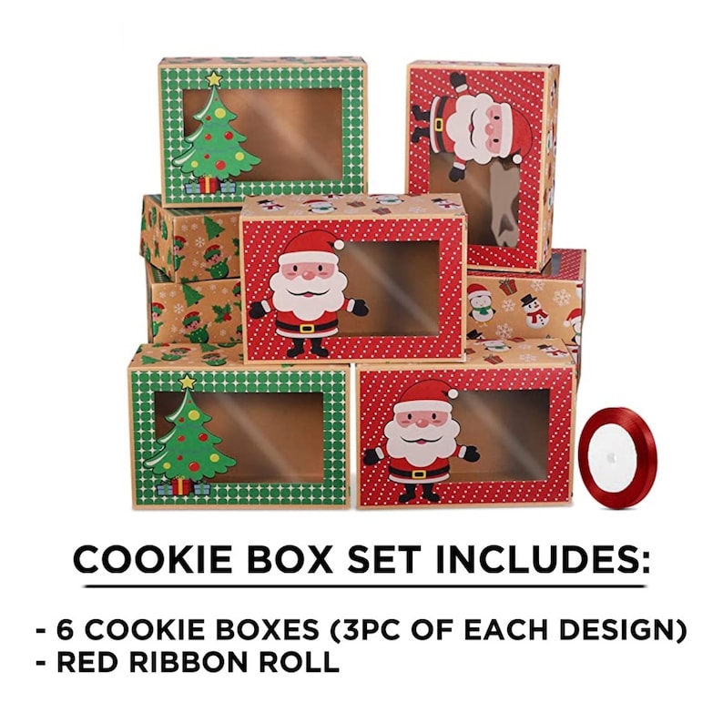 Christmas Cookie Box Set Kraft Cardboard With Window Sweet - Etsy
