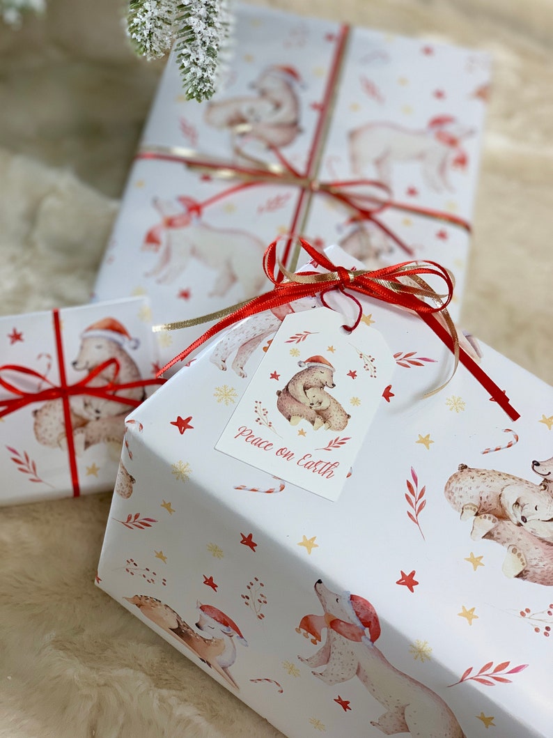 Rustic Christmas Gift Tags With Strings Bear Christmas Tags - Etsy