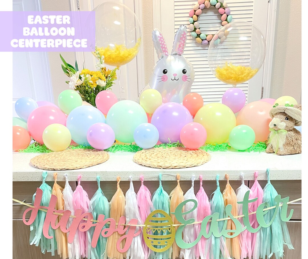 Easter Balloon Bundle Centerpiece Mix Colorful Cute Bunny Balloon ...