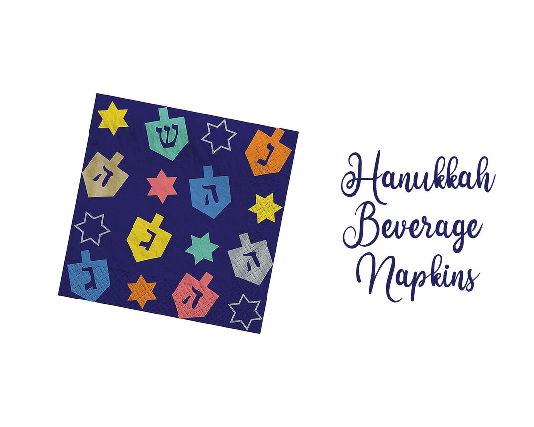 Hanukkah Paper Napkins Blue Dreidel Star of David Chanukah Jewish ...