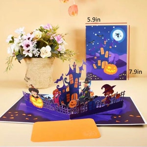 Halloween Pop up Card HAUNTED HOUSE Whimsical Kids Trick or Treat Full ...