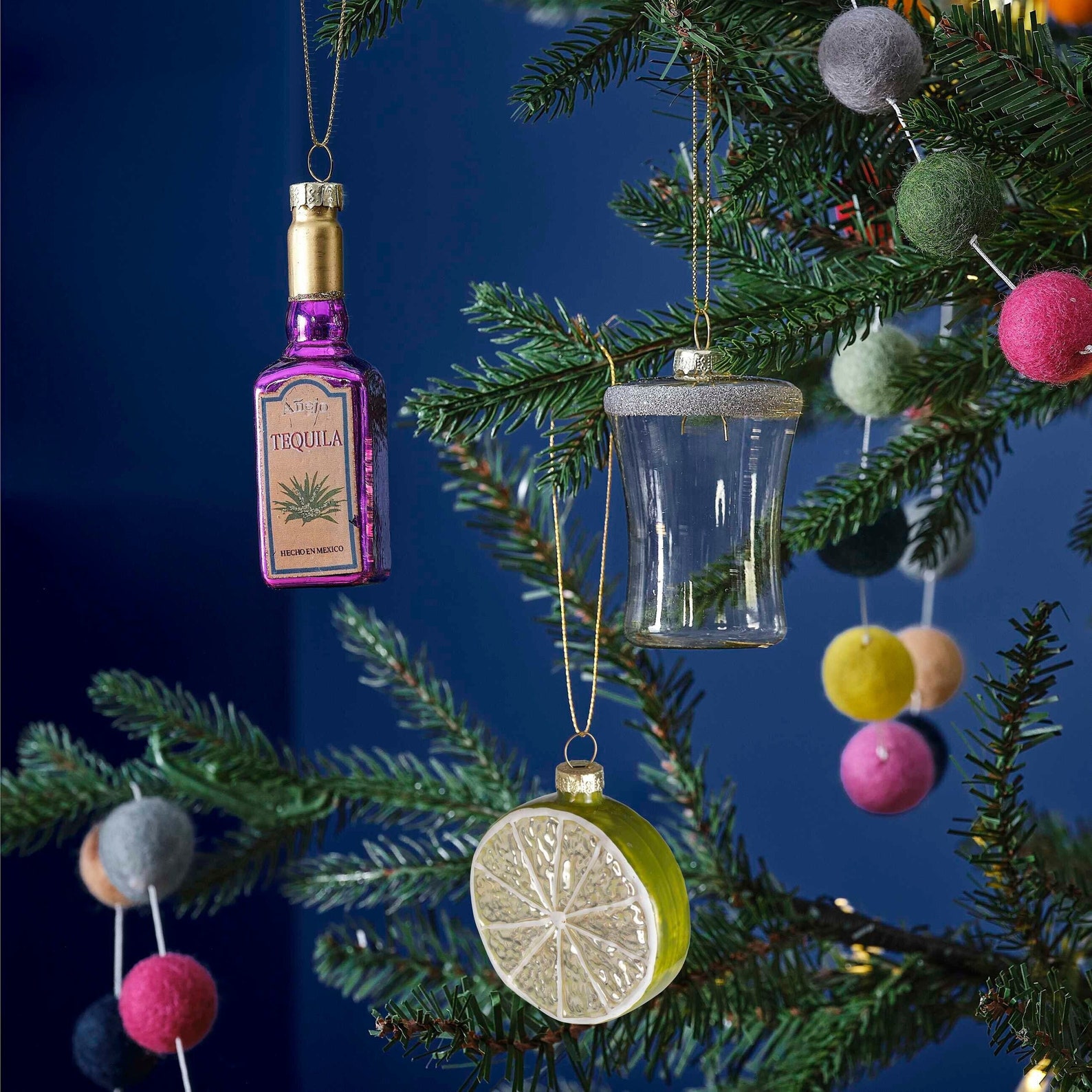 Christmas Tree Ornament TEQUILA SET Hanging Bottle Lemon Funny Humorous ...