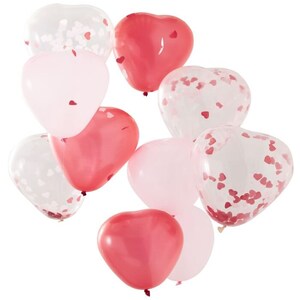 Heart Balloon Bundle Clear Confetti Filled Pink Read Romantic Valentine ...