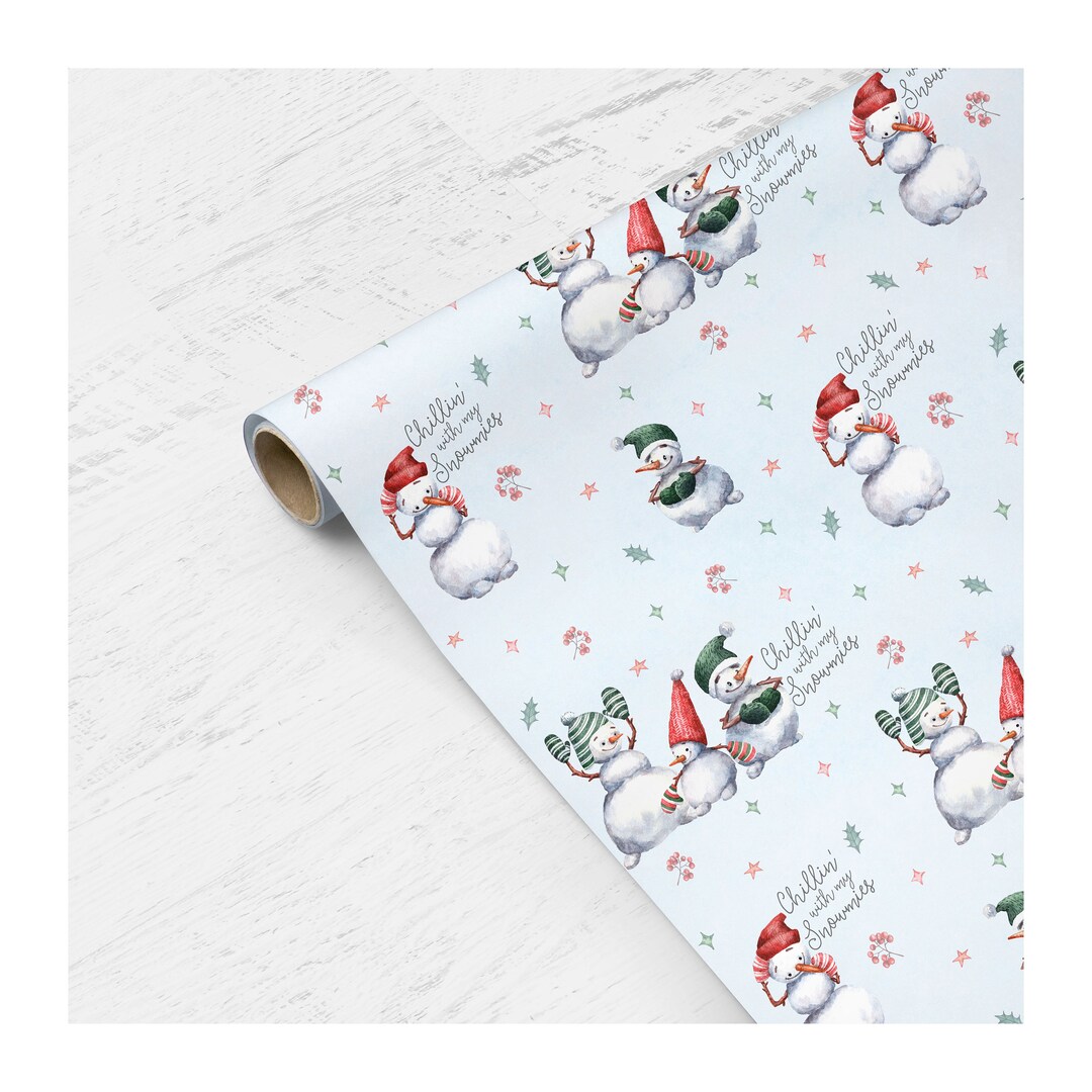 SNOWMAN GIFT WRAP Funny Minimal Cute Winter Wrapping Paper Christmas ...