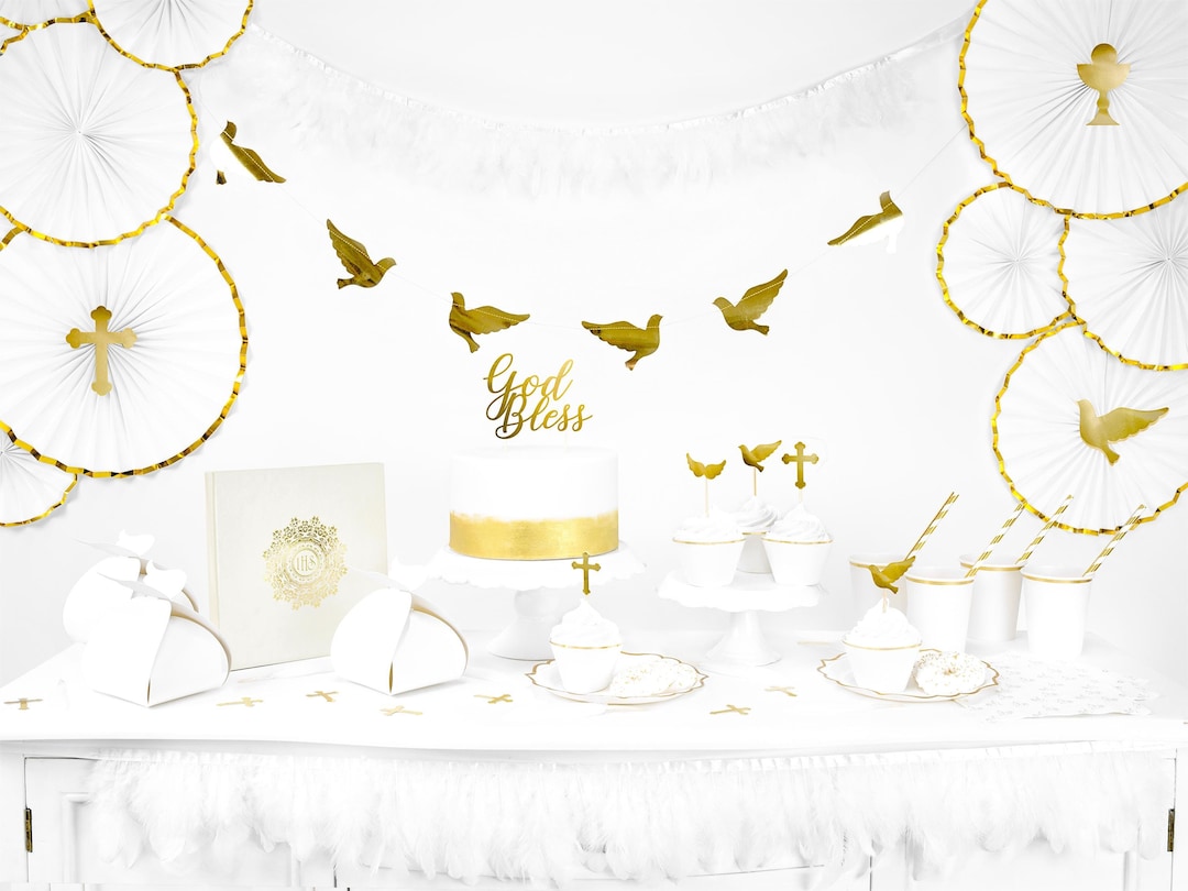 Dove Garland From Gold Foil Paper Memorial Baptism Holy Communion ...
