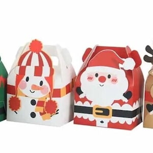 CHRISTMAS BOX for Gift and Favor Sweet Santa Elf Snowman Reindeer ...