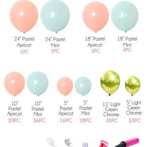 Pastel Balloon Arch in Mint Apricot Green Chrome Color Summer Ice Cream ...
