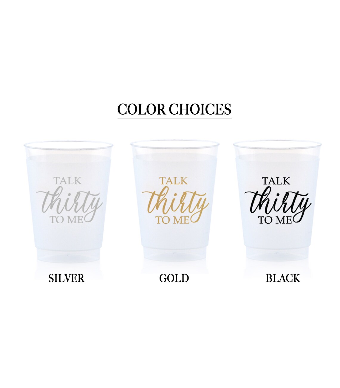 Talk Thirty to Me Party Cups Frosted White Gold Happy 30th Birthday ...
