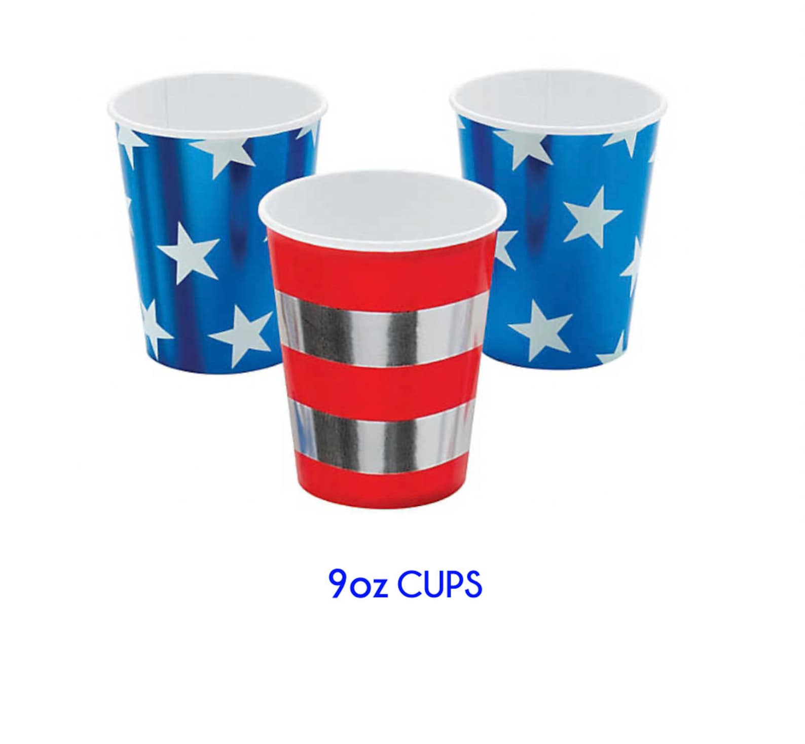 4 of July Cups Blue White Stars Red Foil Paper Cups Fourth July ...