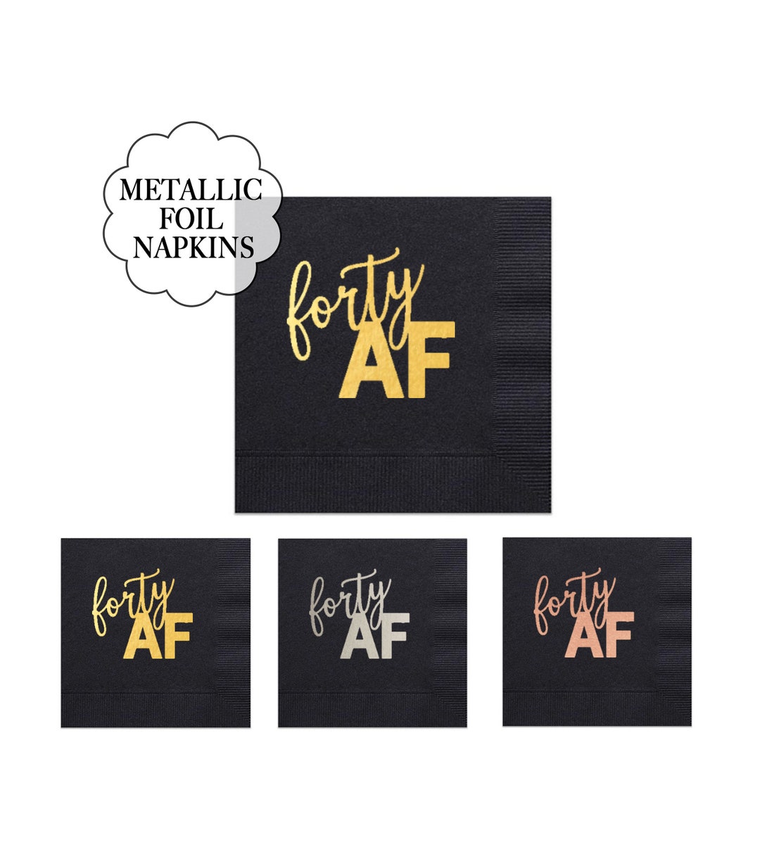 Forty AF Birthday Napkins Black Gold Elegant Minimalist Unisex Paper ...
