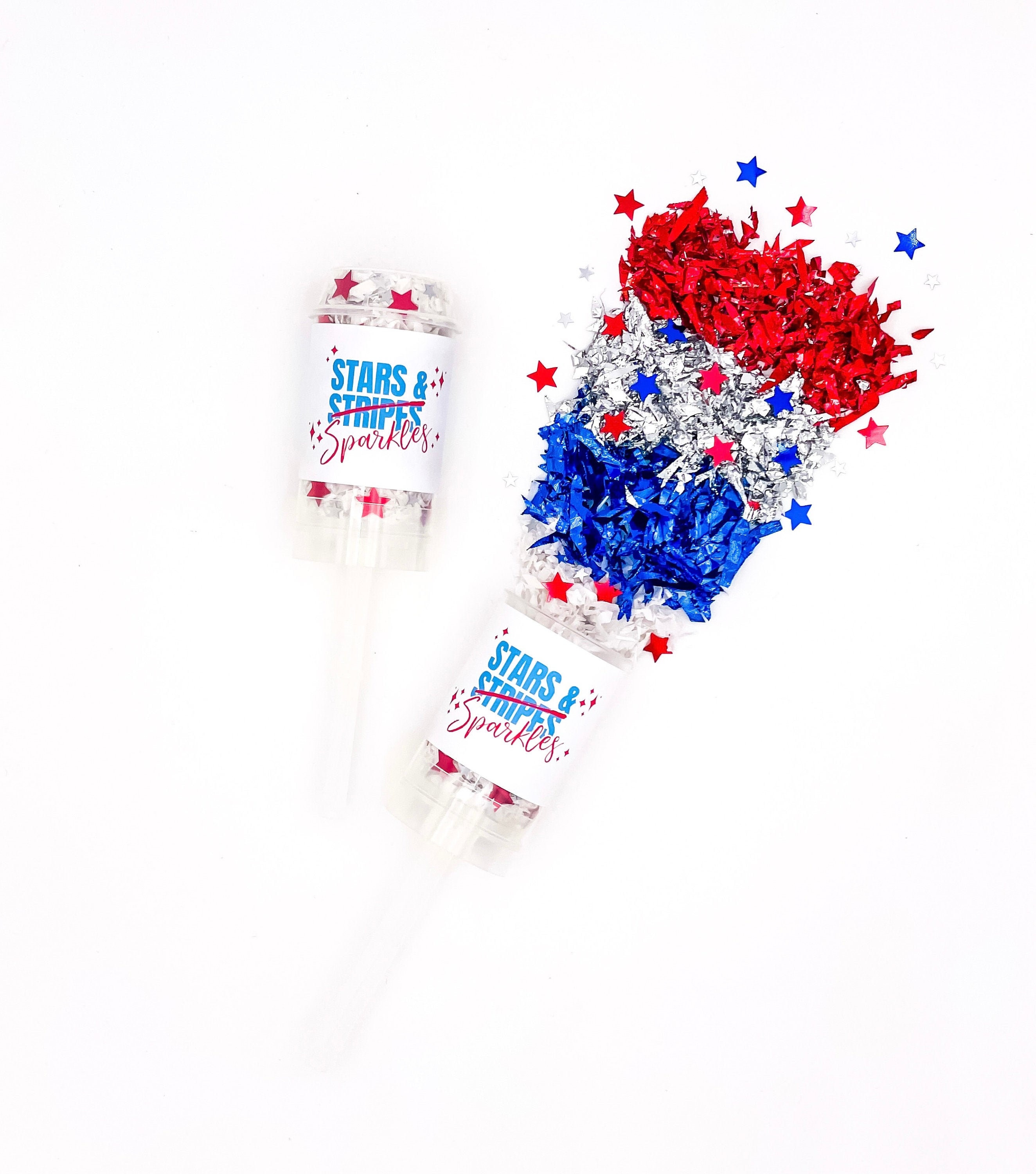 Patriotic Confetti Popper Stars Stripes Red Blue Kid Friendly Push Open ...