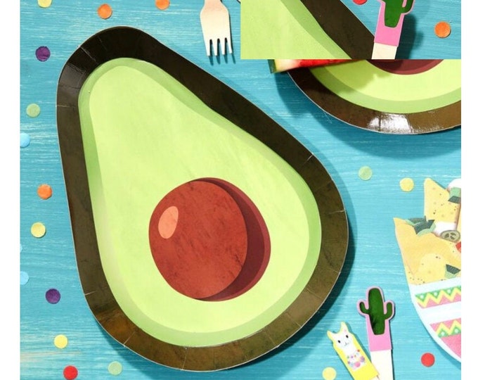 Avocado Shaped Paper Plates Fiesta Cinco De Mayo Party Supply Mexican ...