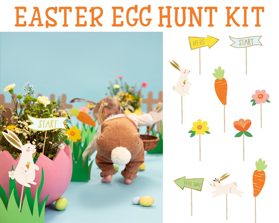 EASTER EGG HUNT Kit Small Directional Arrow Trail Garden Yard Signs ...