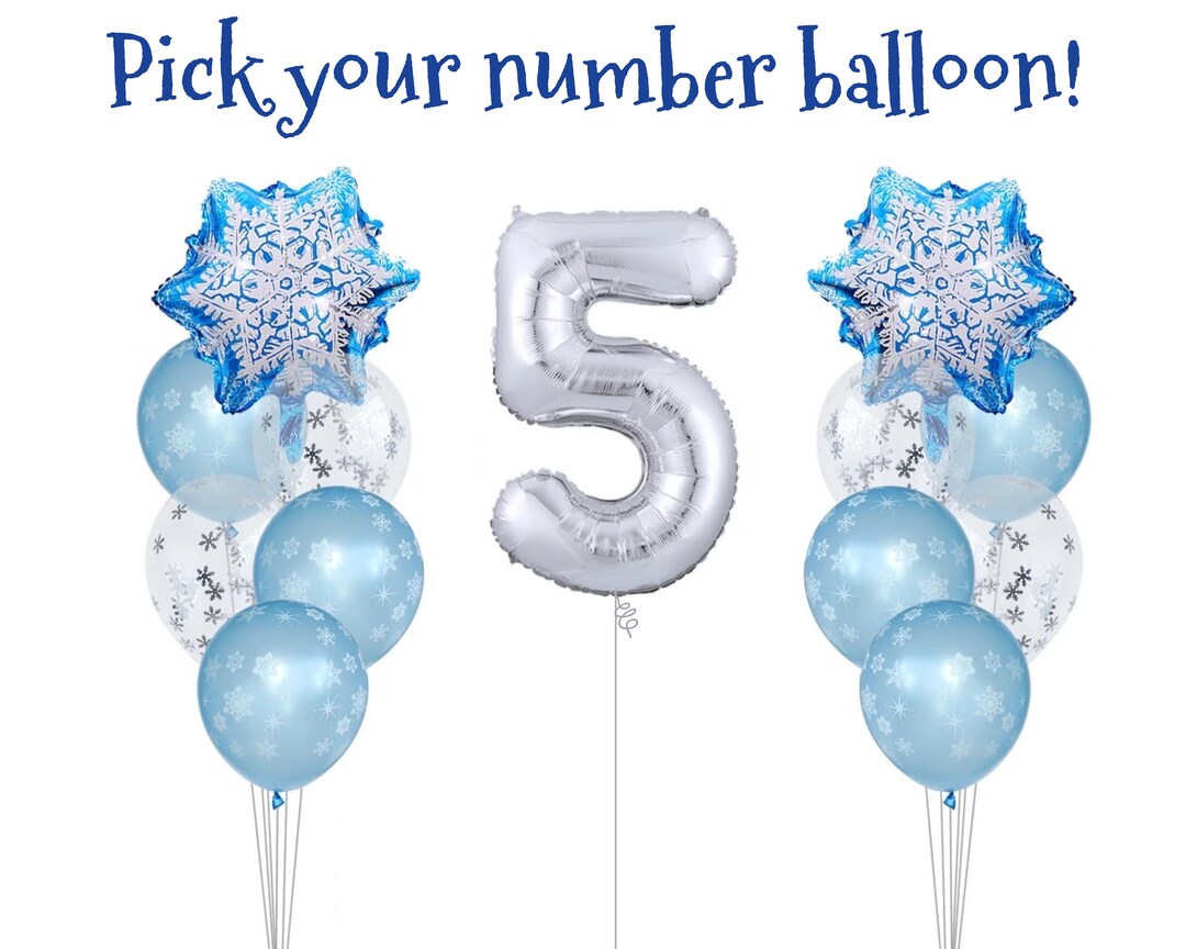 Frozen Balloon Bundle With CUSTOM NUMBER Silver Blue Snowflake Winter ...