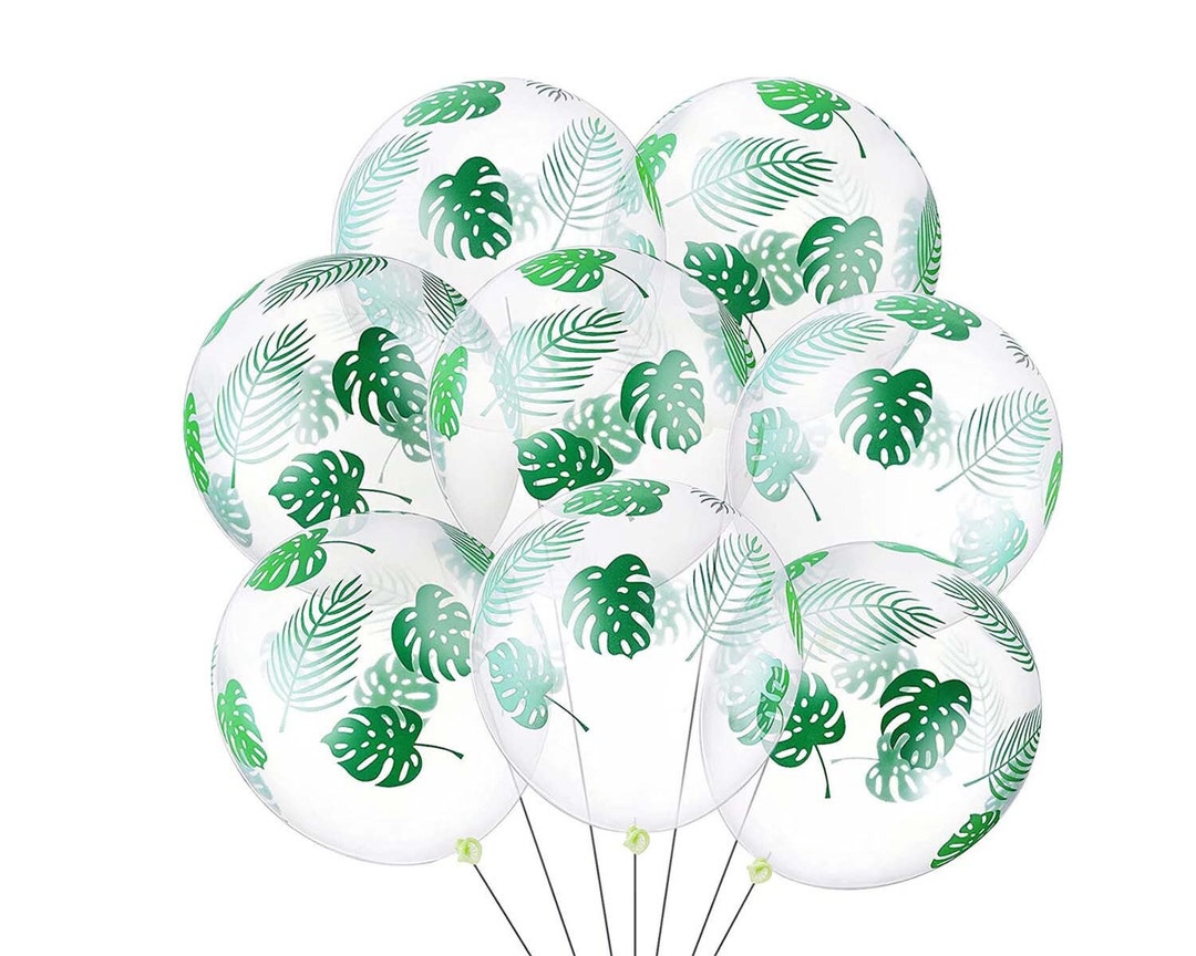 Clear Balloon With Palm Leaf Print Monstera Botanical Greenery Tropical ...