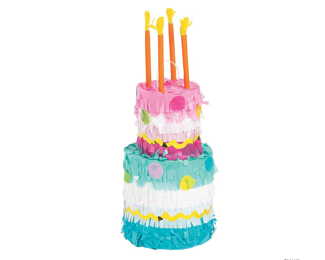 Small Birthday Cake Shape Pinata in Pink and Blue First 18th 30th 40th ...